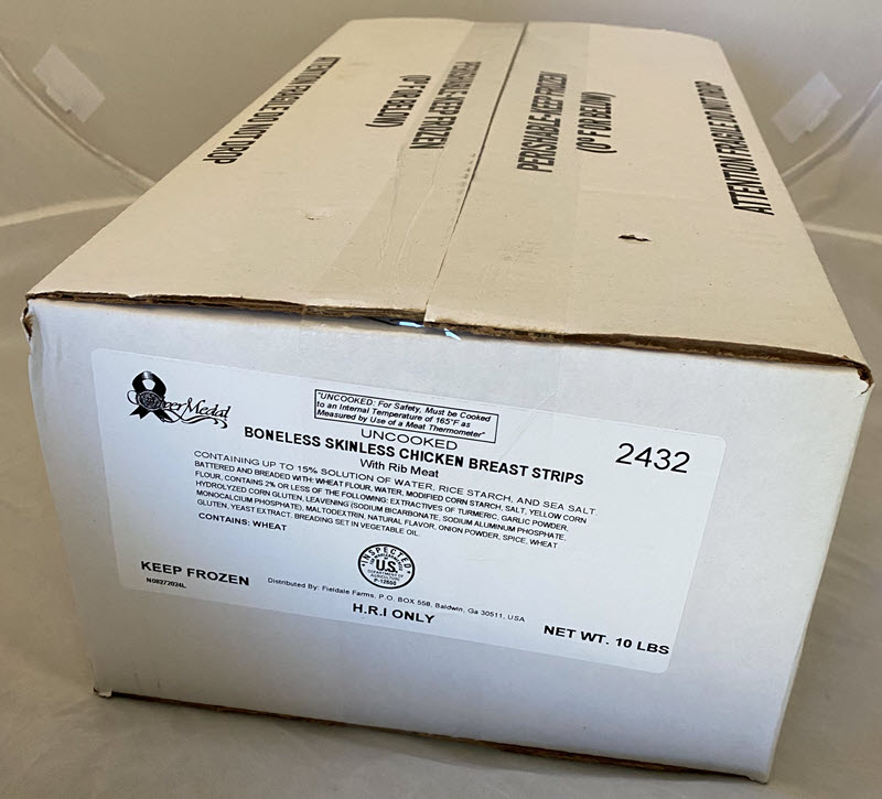 Fieldale Farms Breaded Chicken Breast Strips 1.8 oz 10 lb. CASE- HD