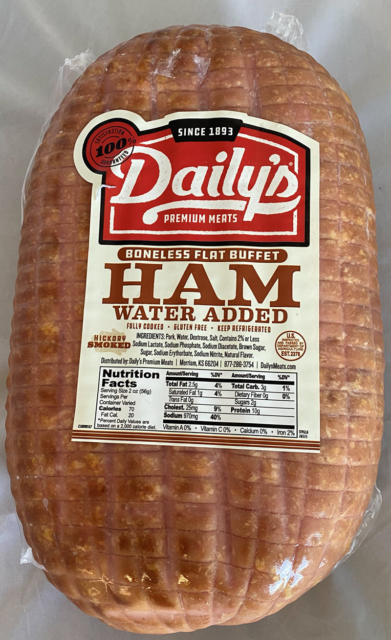 Daily's Hickory Smoked Boneless Flat Buffet Ham 10 lb. EACH- HD