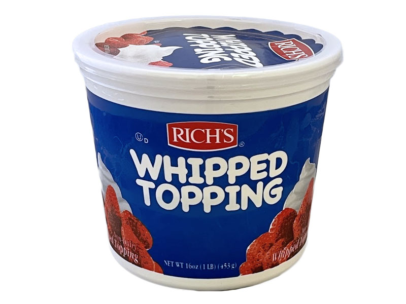 Home All Products Allergens Milk Rich's Whipped Topping, 1 lb. tub EACH ...