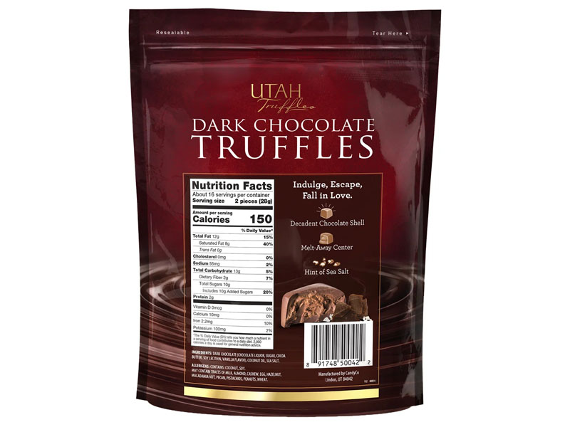 Utah Truffles Dark Chocolate with Sea Salt Truffles, 32 ct. bag EACH