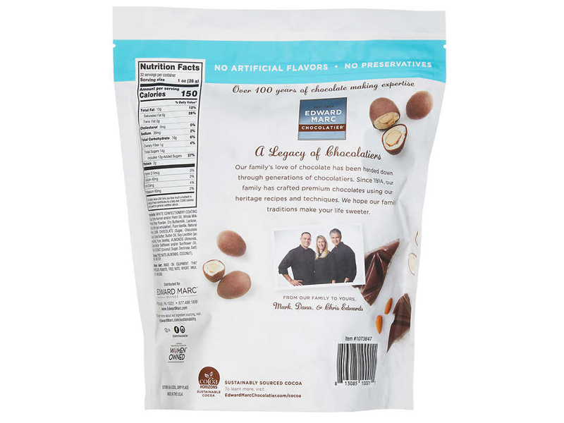 Edward Marc Chocolatier Coconut Almonds w/Dark Chocolate 32 oz. Bag EACH
