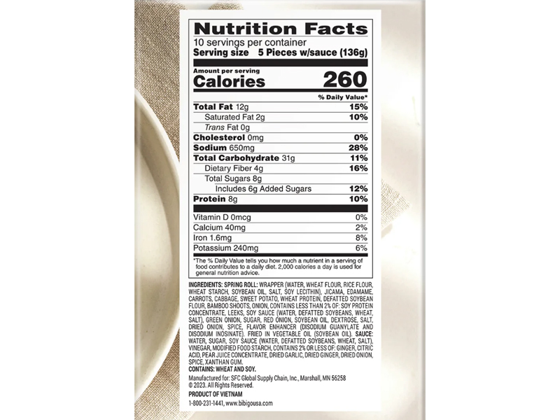 Vegetable Spring Rolls w/sauce, 50 ct. / 3 lb. box EACH