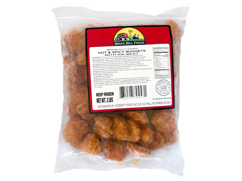 Sugar Hill Farms Fully Cooked Hot & Spicy Chicken Nuggets, 2 lb. bag EACH