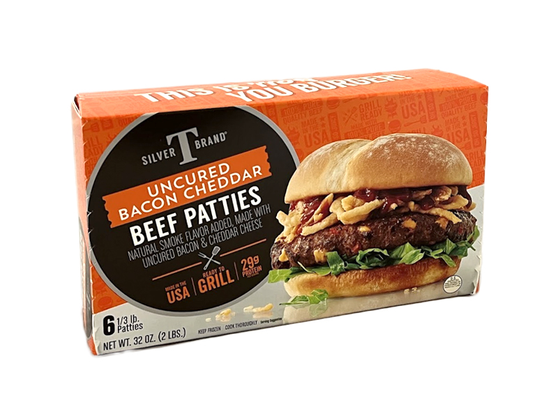 Silver T Uncured Bacon Cheddar Beef Patties, 6 ct. / 5.3 oz. EACH