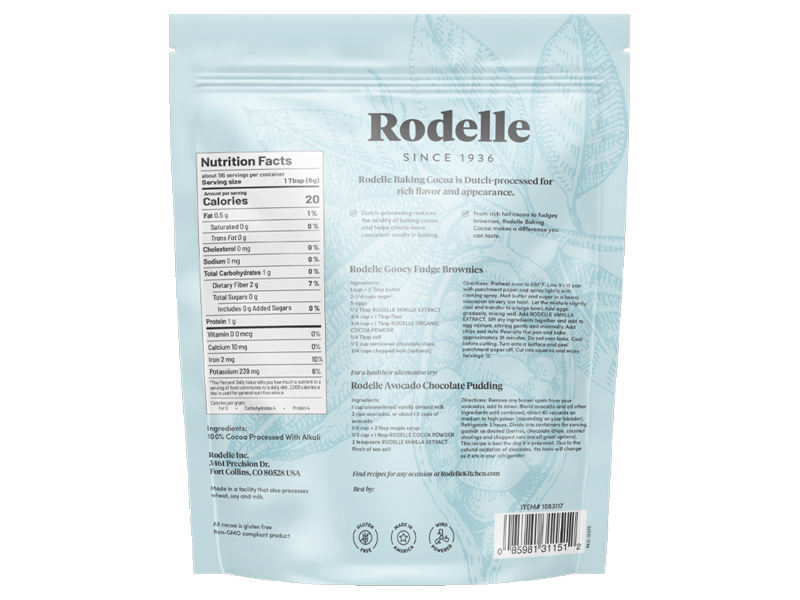 Rodelle Gourmet Baking Cocoa Powder, 25 oz bag EACH