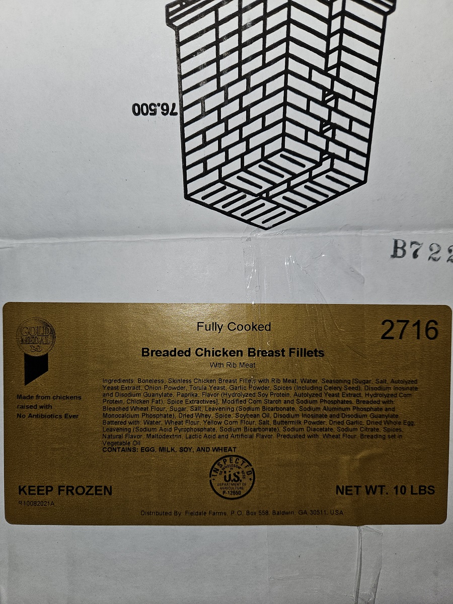 Fieldale Farms FC Breaded Chicken Breast Fillets 10 lb. CASE- HD