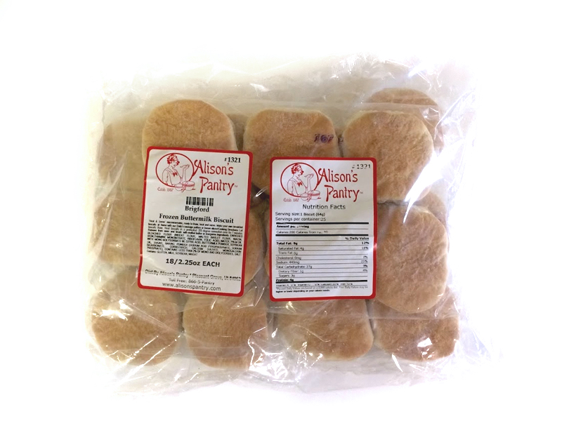 Bridgford Frozen Buttermilk Biscuits 18/2.25 oz. Biscuits EACH