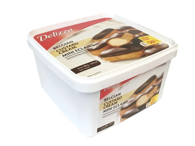 Delizza Belgian Custard Cream Mini Eclairs 50 ct/ 24.6 oz. Tub EACH
