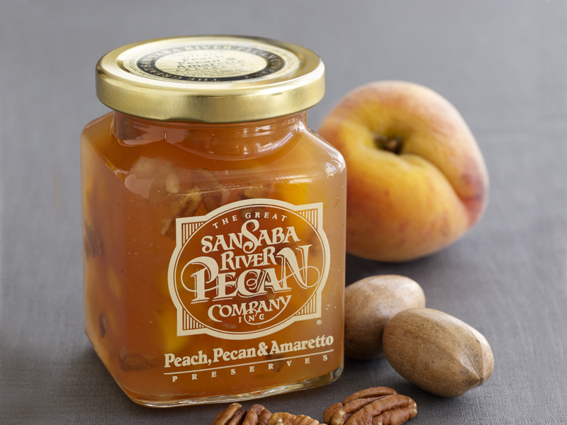 Home All Products San Saba Peach Pecan & Amaretto Preserves 11 oz. Jar ...