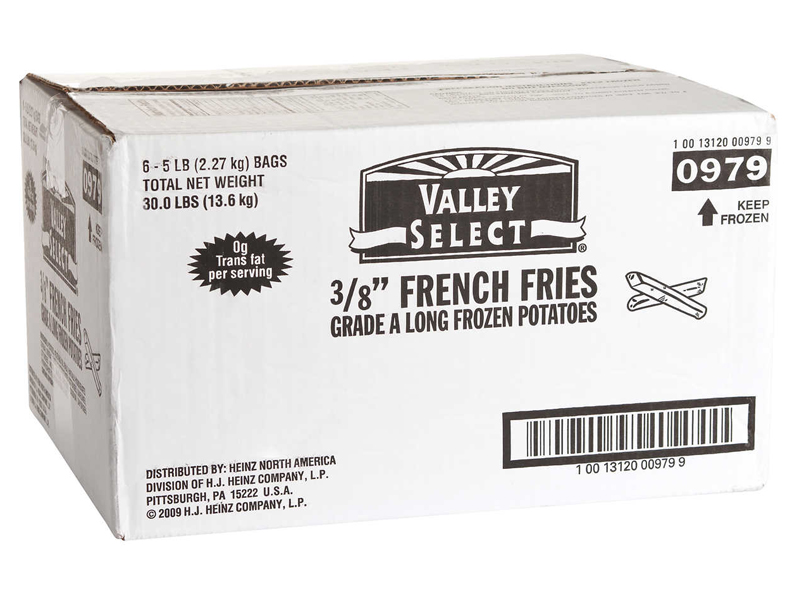 Valley Select 3/8 in. French Fries Grade A Long Frozen Potatoes 6/5 lb ...