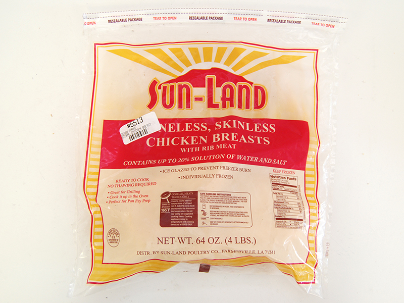 Sun-Land Boneless Skinless Chicken 4 lb. / 6-7 oz. Breasts EACH- HD