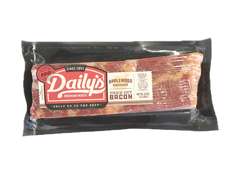 Daily's Deep Applewood Smoked Thick Cut Bacon RAW 1.5 lbs EACH