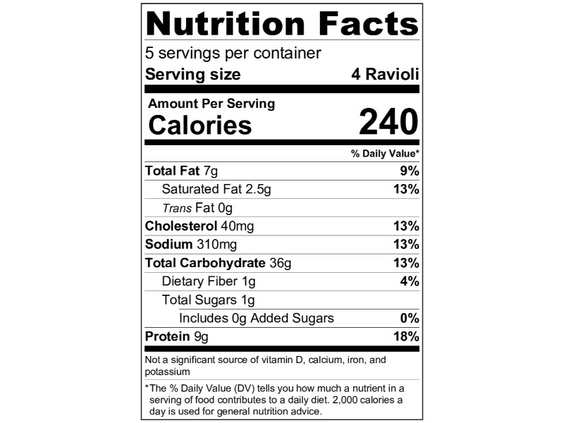 Rosina Celentano Beef Ravioli IQF 22 oz. Bag EACH